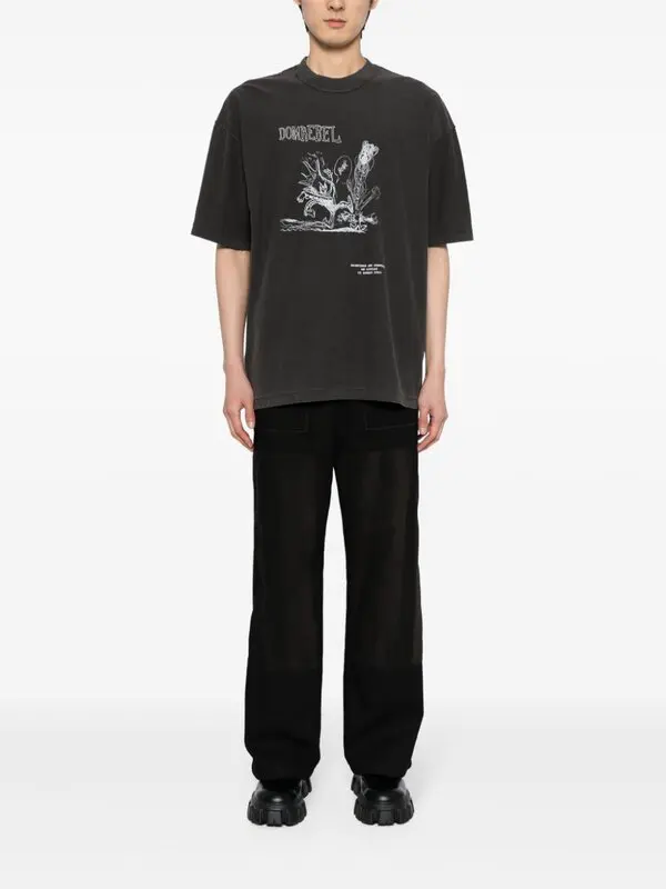 DOMREBEL Comic Kick Graphic-print Cotton T-shirt - Grey