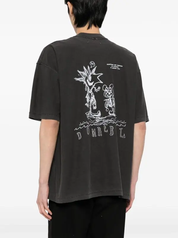 DOMREBEL Comic Kick Graphic-print Cotton T-shirt - Grey