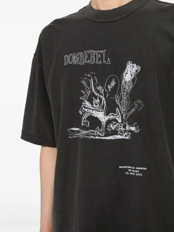 DOMREBEL Comic Kick Graphic-print Cotton T-shirt - Grey