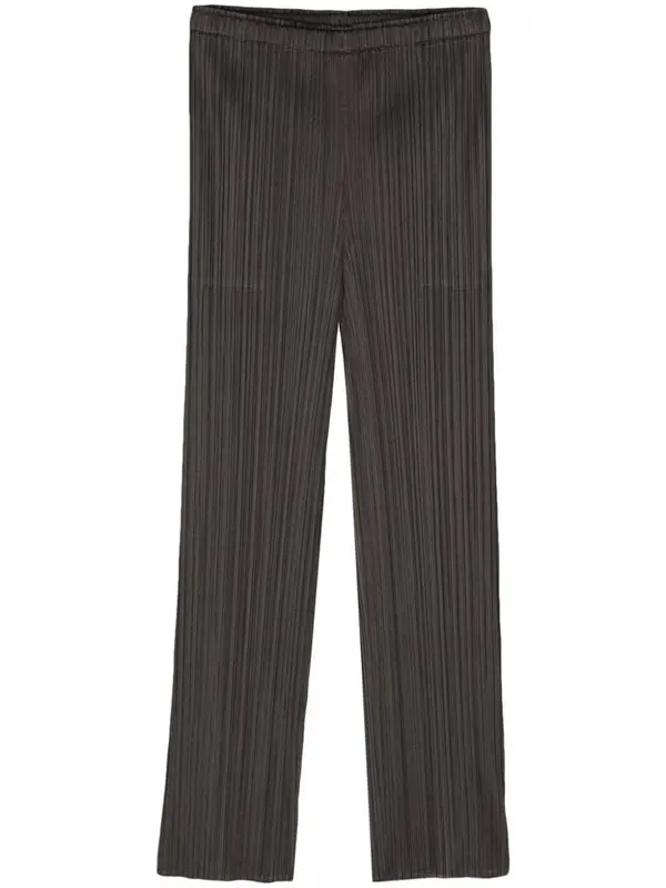 Issey Miyake January Plissé Straight-leg Trousers - Grey