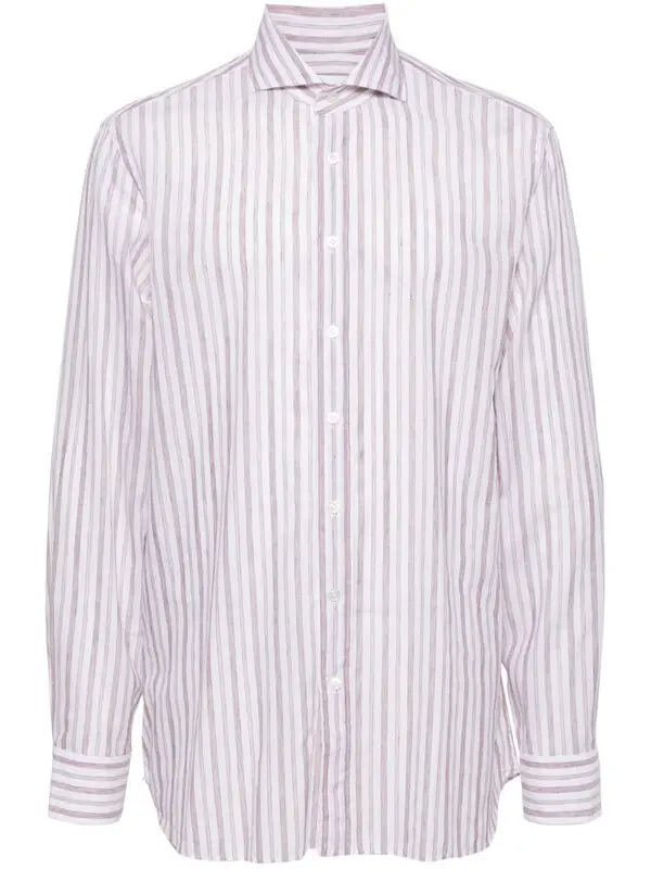 LARDINI Striped Button-up Shirt - Red
