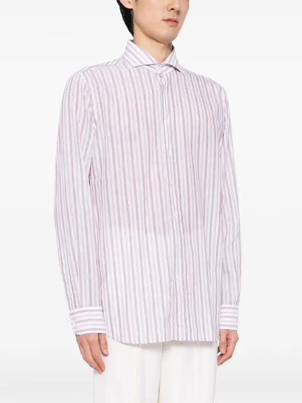 LARDINI Striped Button-up Shirt - Red
