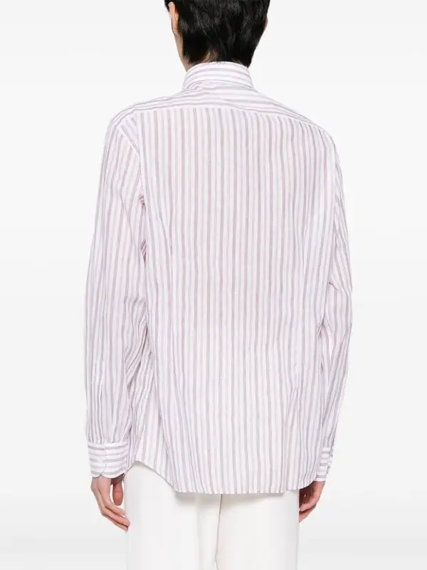 LARDINI Striped Button-up Shirt - Red