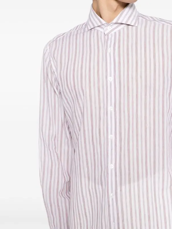 LARDINI Striped Button-up Shirt - Red
