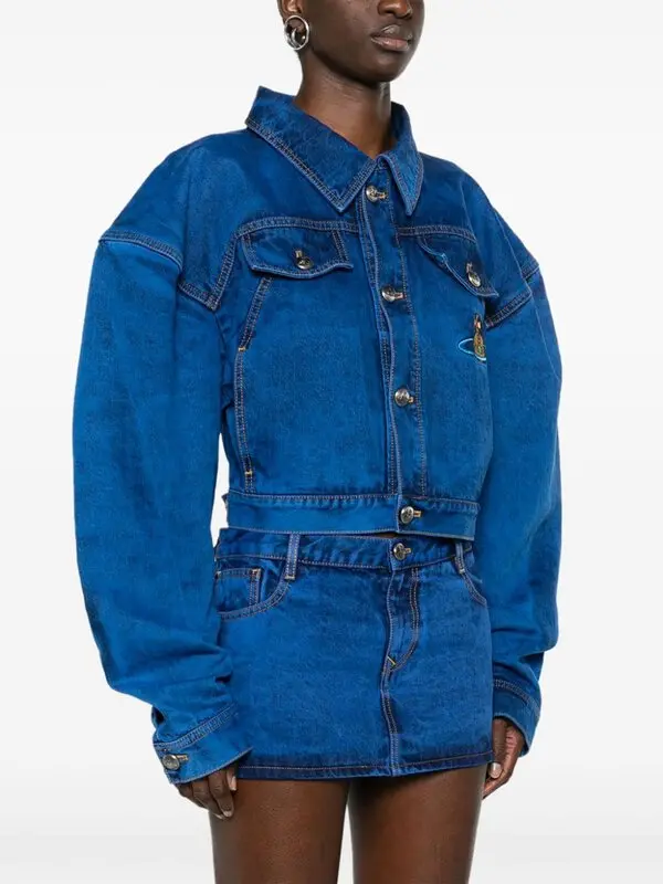 Vivienne Westwood Boxer Cropped Denim Jacket In Blue - 28% Off 
