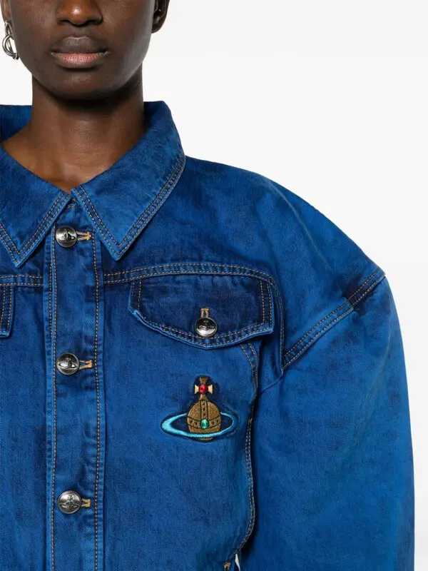 Vivienne Westwood Boxer Cropped Denim Jacket In Blue - 28% Off 