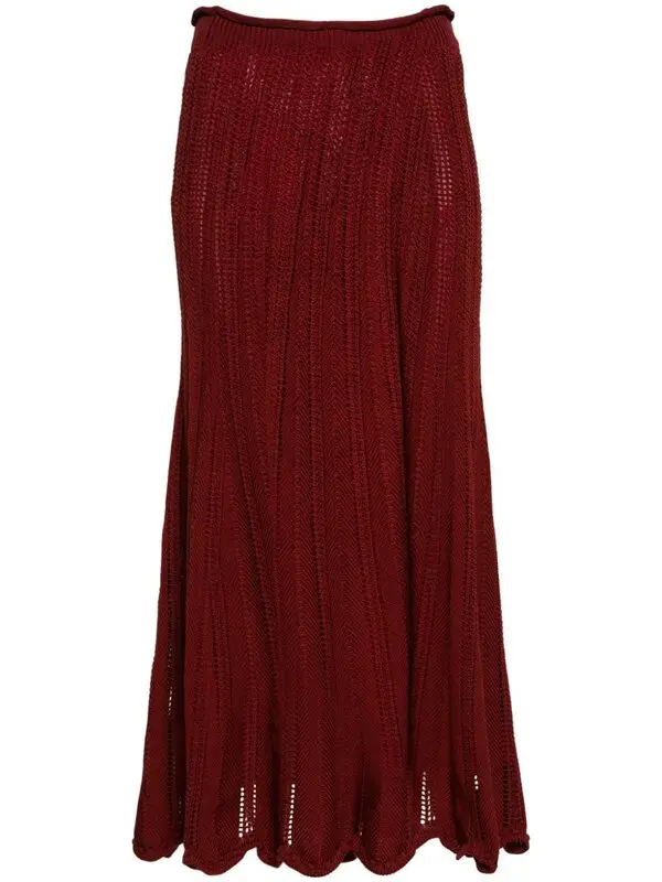 FORTE_FORTE Cotton Open-knit Skirt