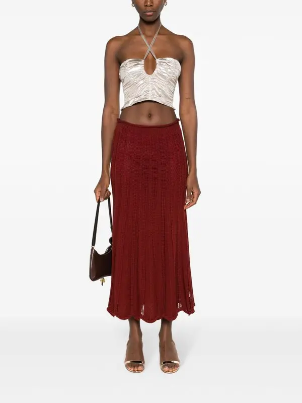 FORTE_FORTE Cotton Open-knit Skirt