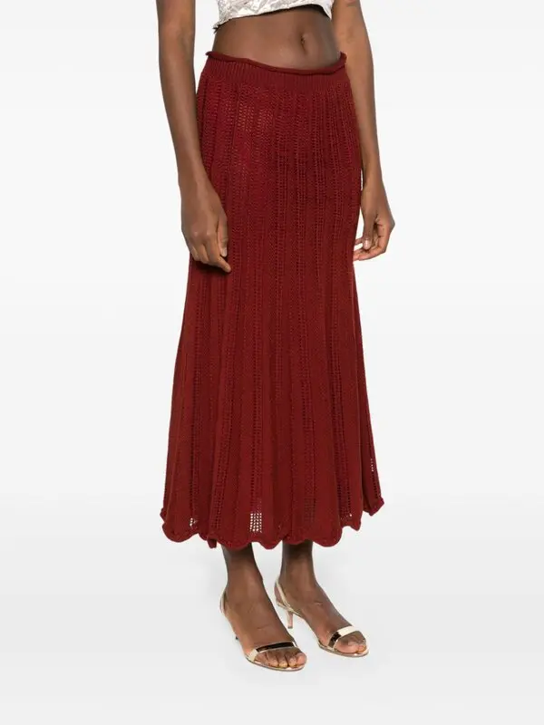 FORTE_FORTE Cotton Open-knit Skirt