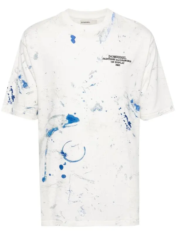 DOMREBEL Rag Paint-detail Logo-embroidered T-shirt - White
