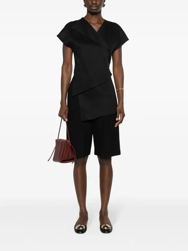 Fabiana Filippi Asymmetric Linen Wrap Top - Black