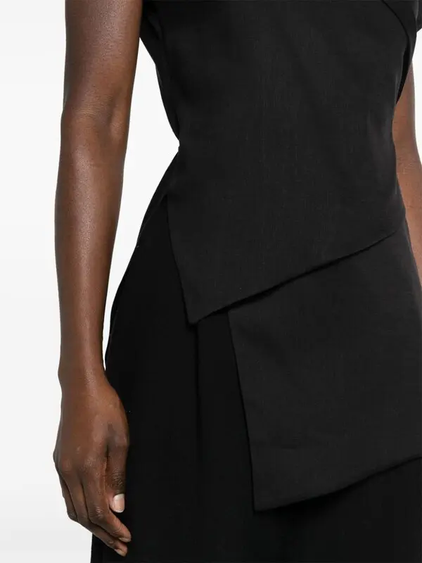Fabiana Filippi Asymmetric Linen Wrap Top - Black