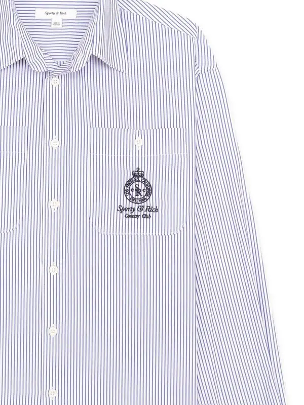 SPORTY & RICH Striped Cotton Shirt - White