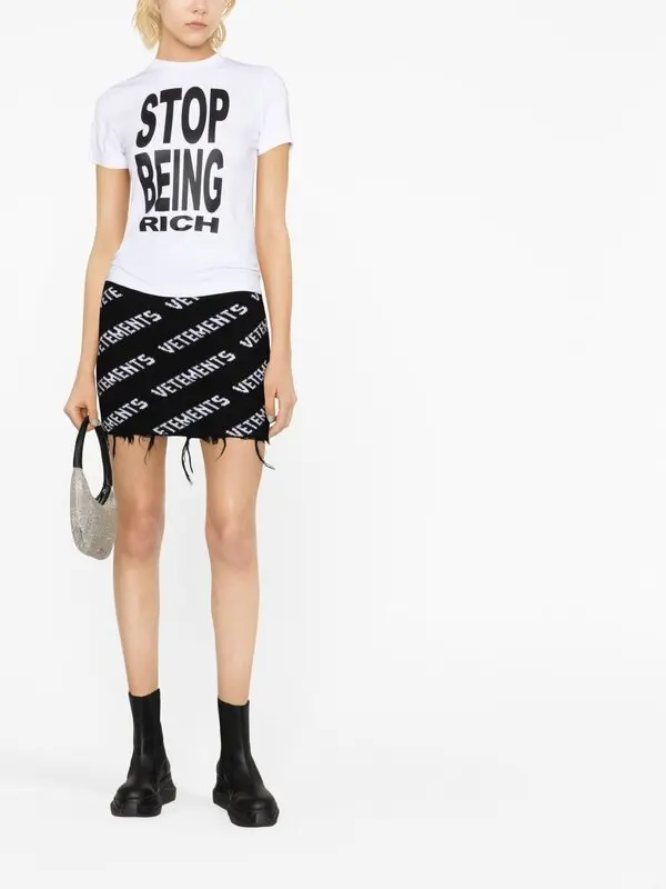 Vetements Stop Being Rich' T-Shirt In White - 20% Off | Editorialist