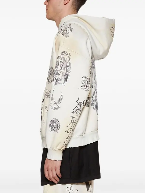 Balenciaga Tat Zip-up Cotton Hoodie