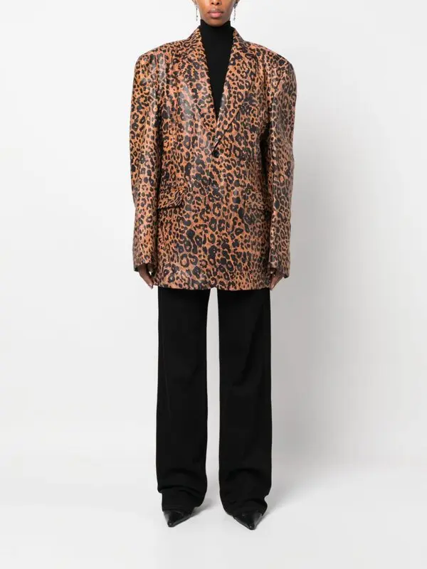 Vetements Leopard-print Leather Blazer