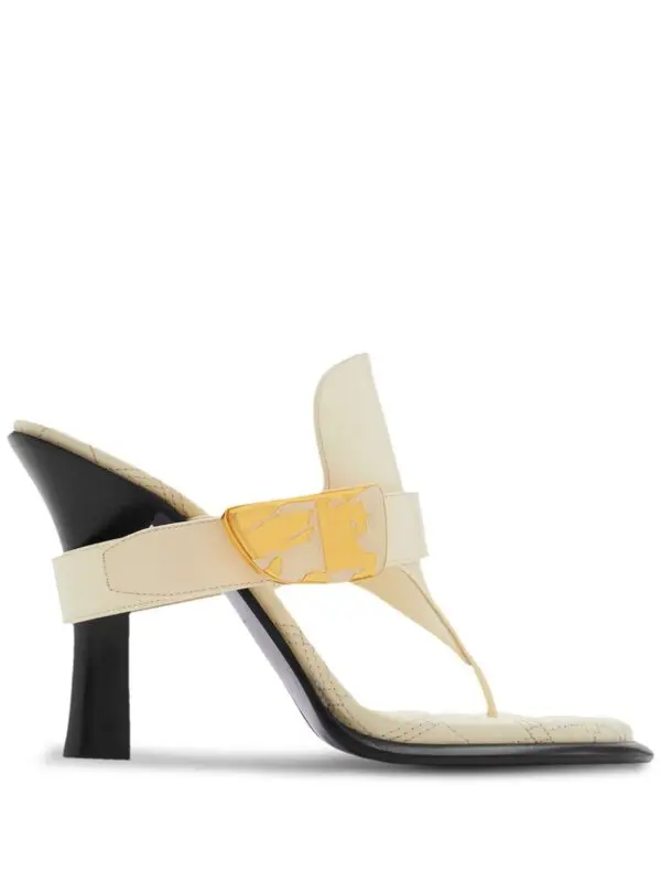 Burberry Bay Leather Mules - Neutrals