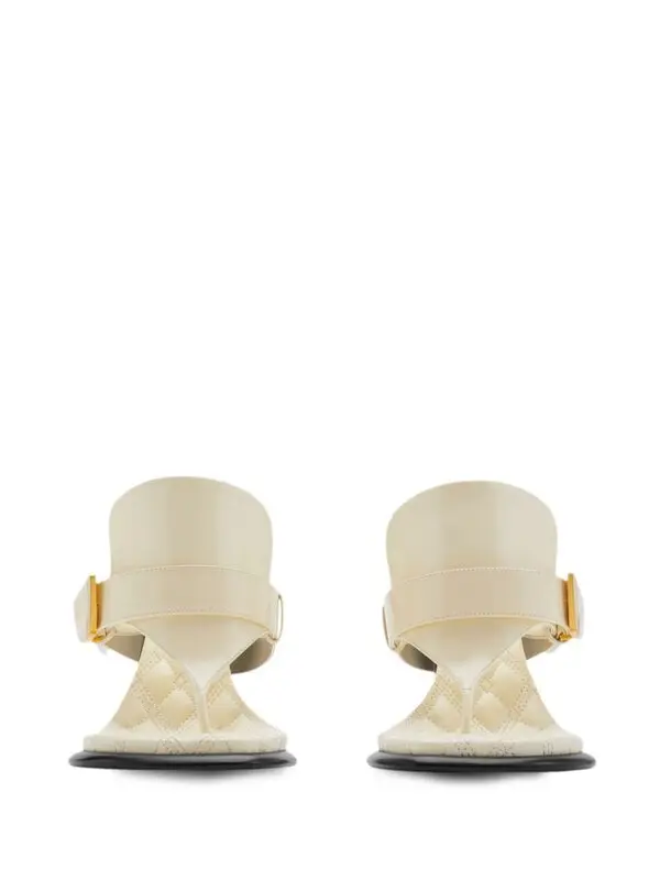 Burberry Bay Leather Mules - Neutrals