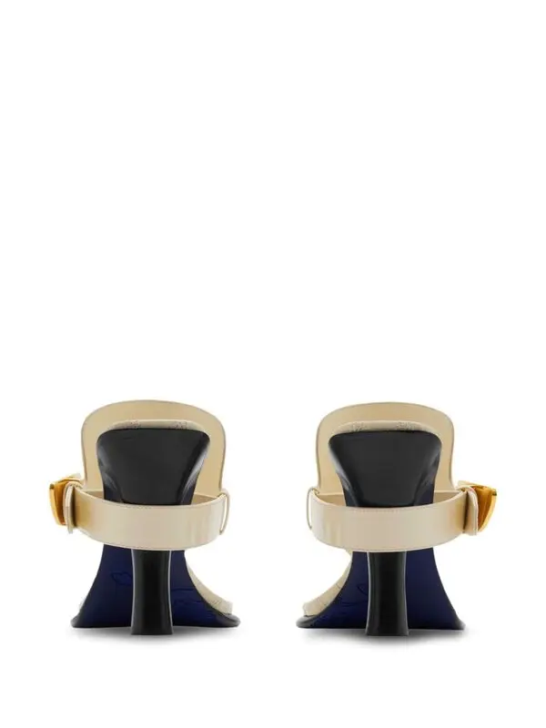 Burberry Bay Leather Mules - Neutrals