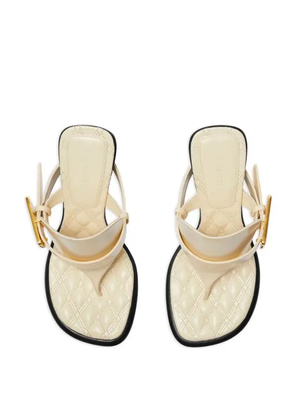 Burberry Bay Leather Mules - Neutrals