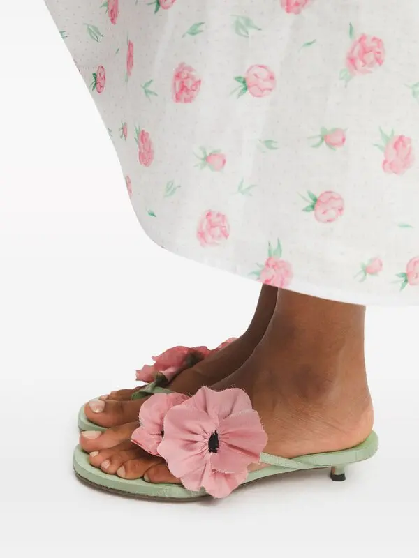 Sleeper Atlanta Rose-print Linen Dress - White