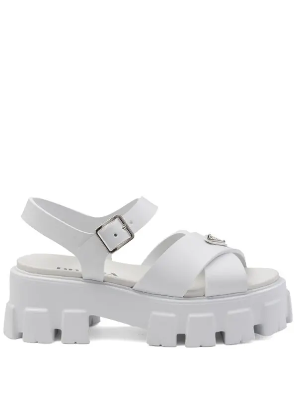 Prada Triangle-logo Platform Sandals