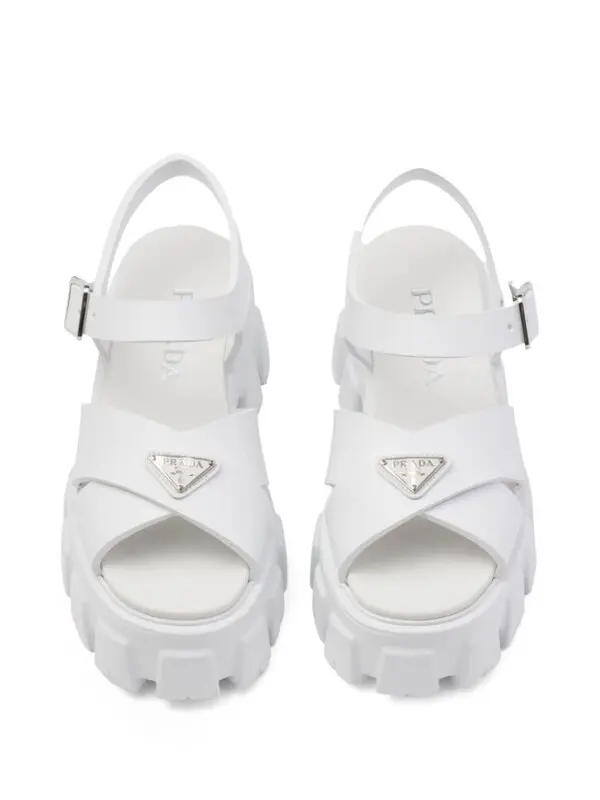 Prada Triangle-logo Platform Sandals