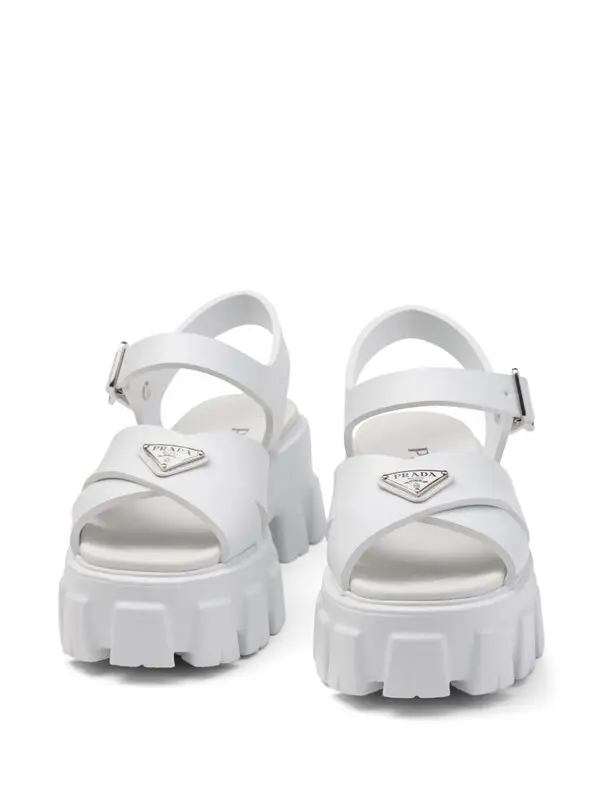 Prada Triangle-logo Platform Sandals