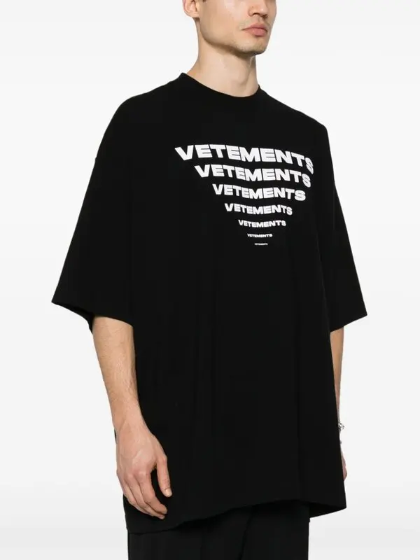 Vetements Logo-Print Cotton T-Shirt In Black - 63% Off | Editorialist