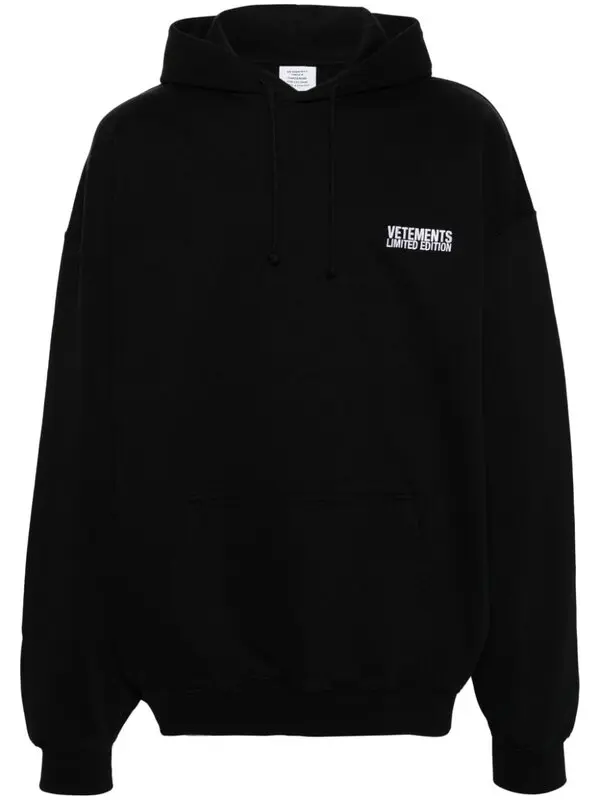 【正規品】VETEMENTS Limited Edition Hoodie S Vetements Logo-Embroidered Hoodie In Black - 69% Off | Editorialist
