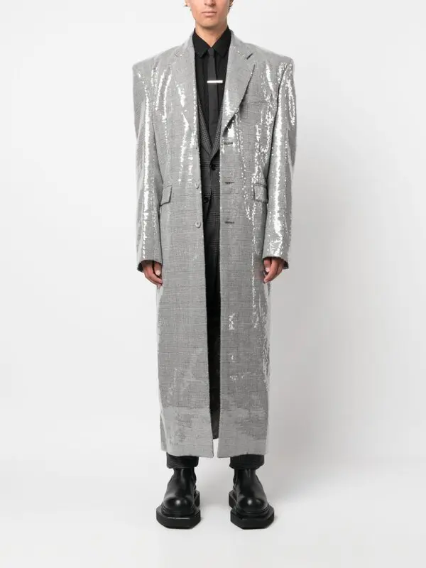 Vetements Sequin-embellished Checked Coat
