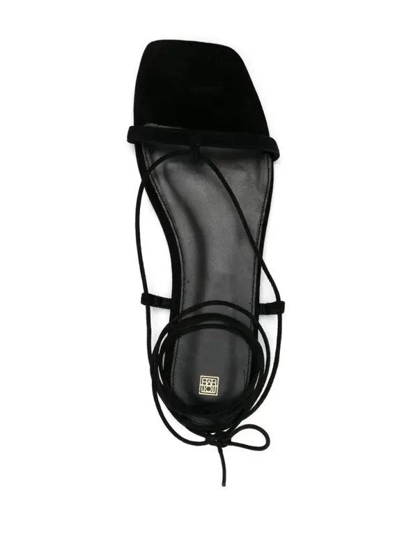 TOTEME Tie-fastening Suede Sandals - Black