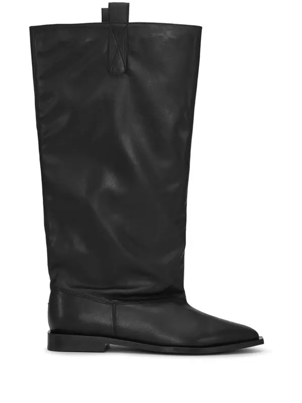 GANNI Western Loose Flat Tubular Leather Boots