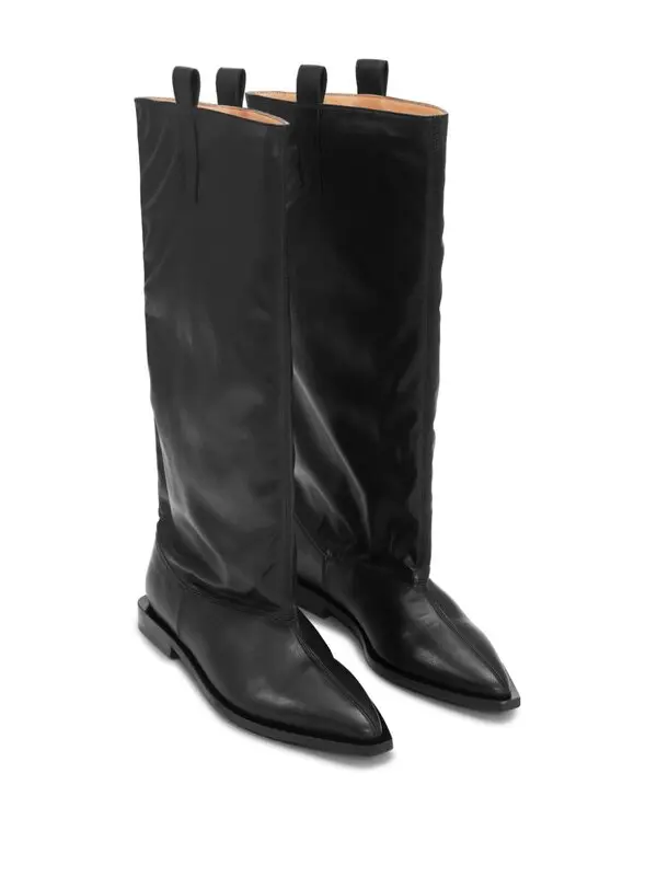 GANNI Western Loose Flat Tubular Leather Boots
