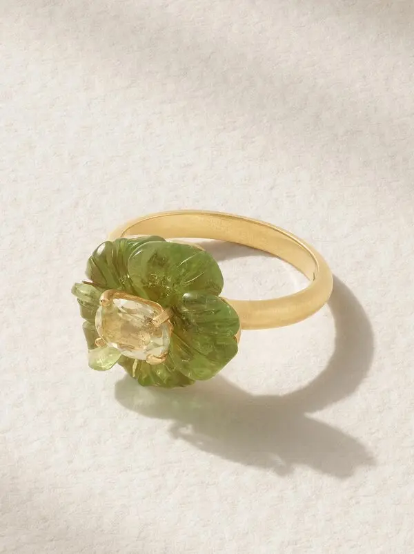 Irene Neuwirth Tropical Flower 18-karat Tourmaline And Chrysoberyl Ring - Gold