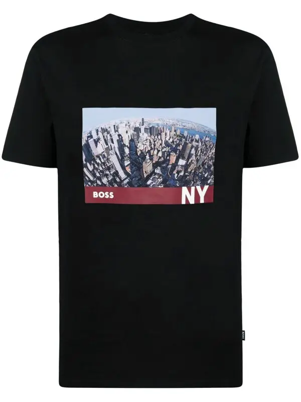 BOSS Graphic-print Cotton T-shirt - Black