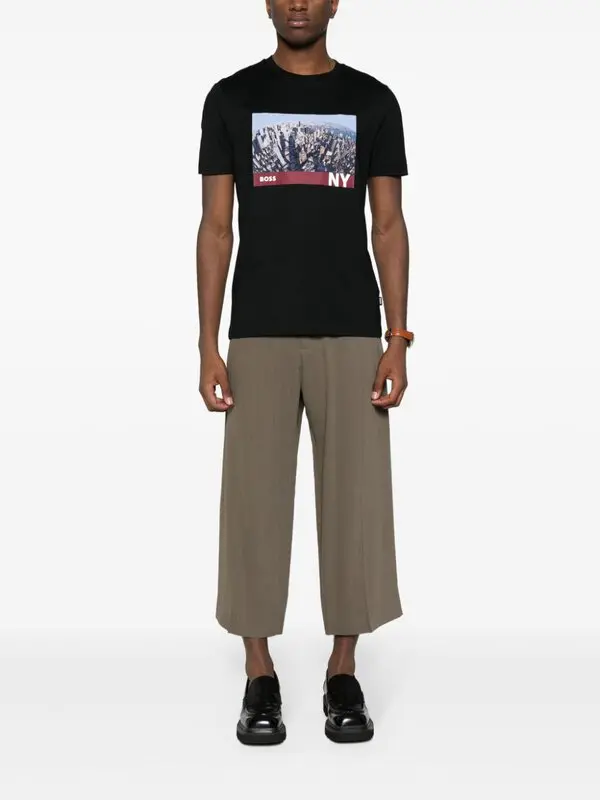 BOSS Graphic-print Cotton T-shirt - Black
