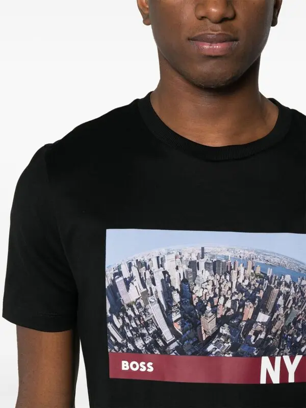 BOSS Graphic-print Cotton T-shirt - Black