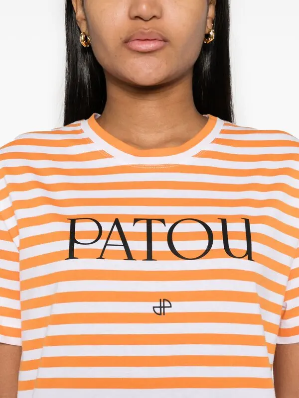 PATOU Logo-print Striped T-shirt - Orange