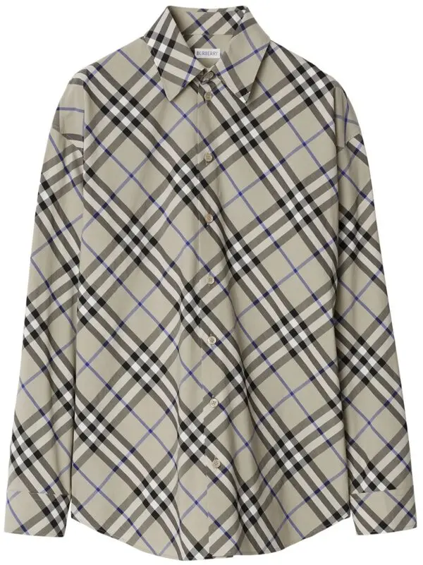 Burberry Checked Cotton Shirt - Neutrals