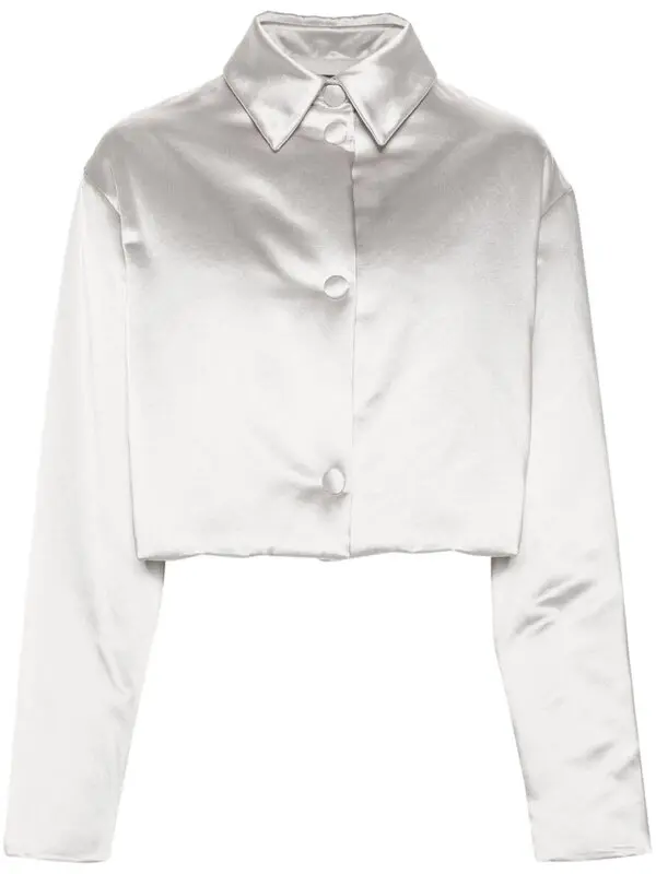 Fabiana Filippi Duchess-satin Cropped Puffer Jacket - Silver