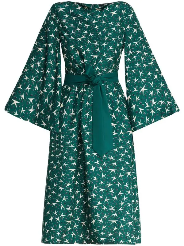 Karl Lagerfeld Logo-Print Silk Midi Dress In Green - 86% Off | Editorialist