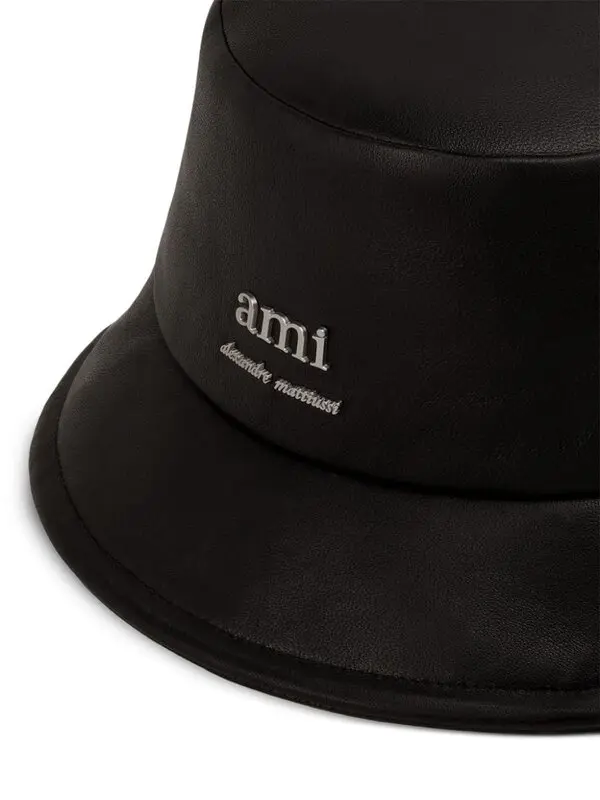 Ami Logo-plaque Leather Bucket Hat