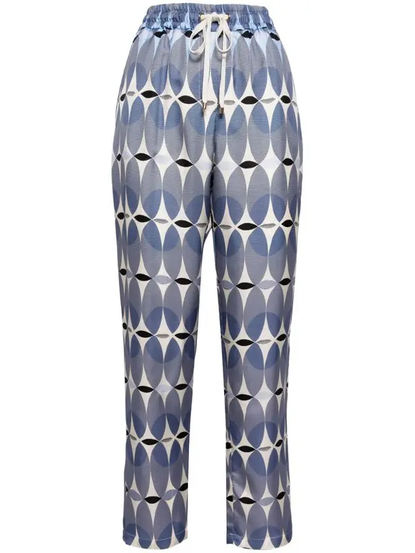 Lorena Antoniazzi Graphic-print Silk Trousers - Blue
