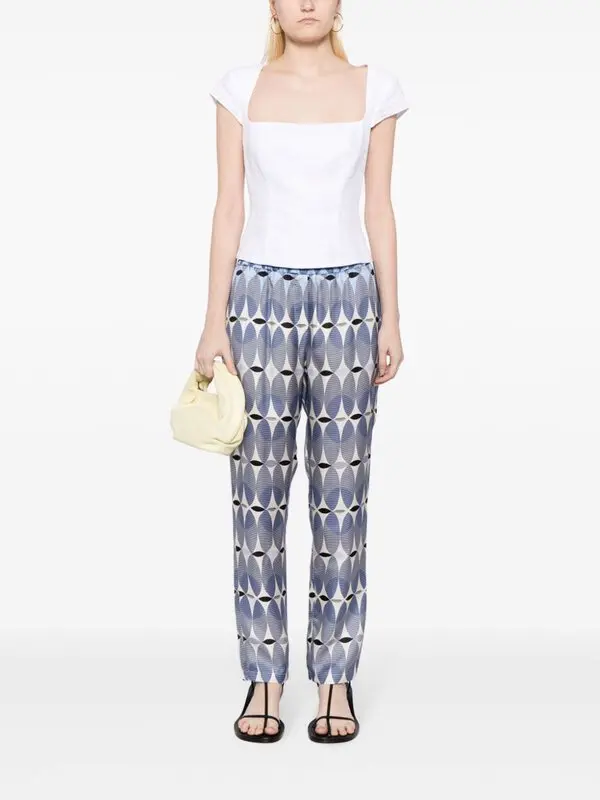 Lorena Antoniazzi Graphic-print Silk Trousers - Blue
