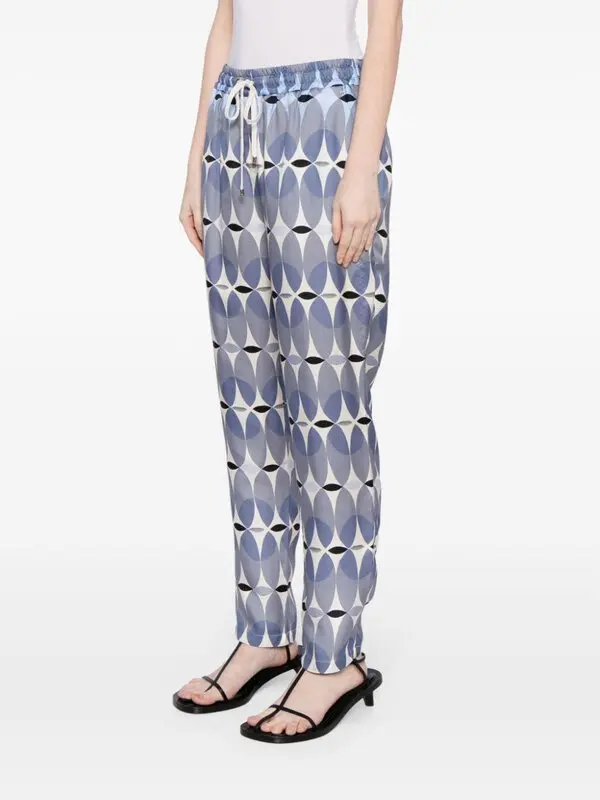 Lorena Antoniazzi Graphic-print Silk Trousers - Blue