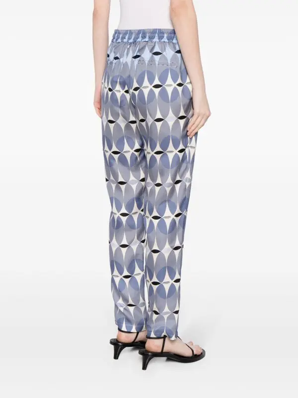 Lorena Antoniazzi Graphic-print Silk Trousers - Blue