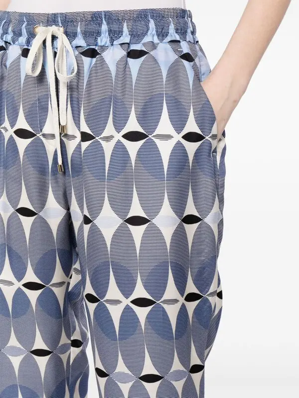 Lorena Antoniazzi Graphic-print Silk Trousers - Blue