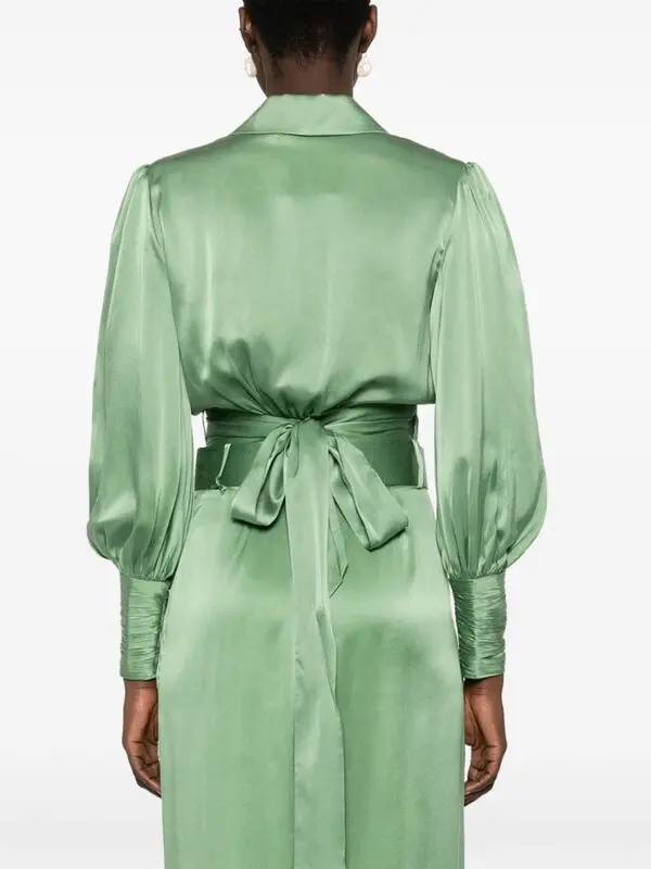Zimmermann Silk Cropped Wrap Top - Green