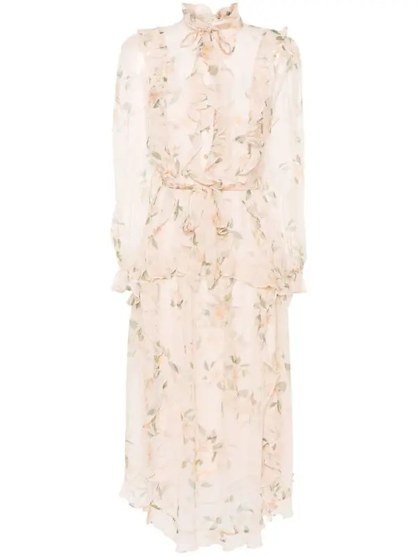 Zimmermann Natura Ruffled Midi Dress - Pink